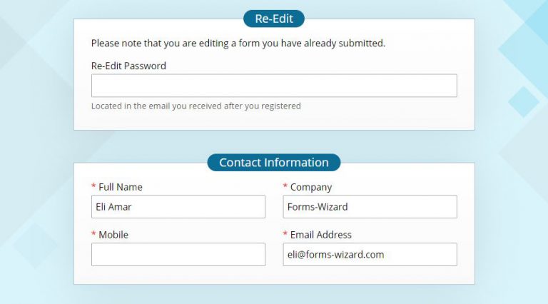 Re-editing registration forms on Forms-Wizard - forms-wizard.com