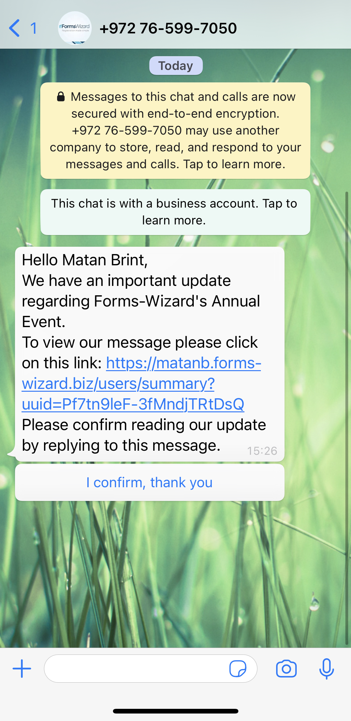 New! Sending messages via WhatsApp - forms-wizard.com