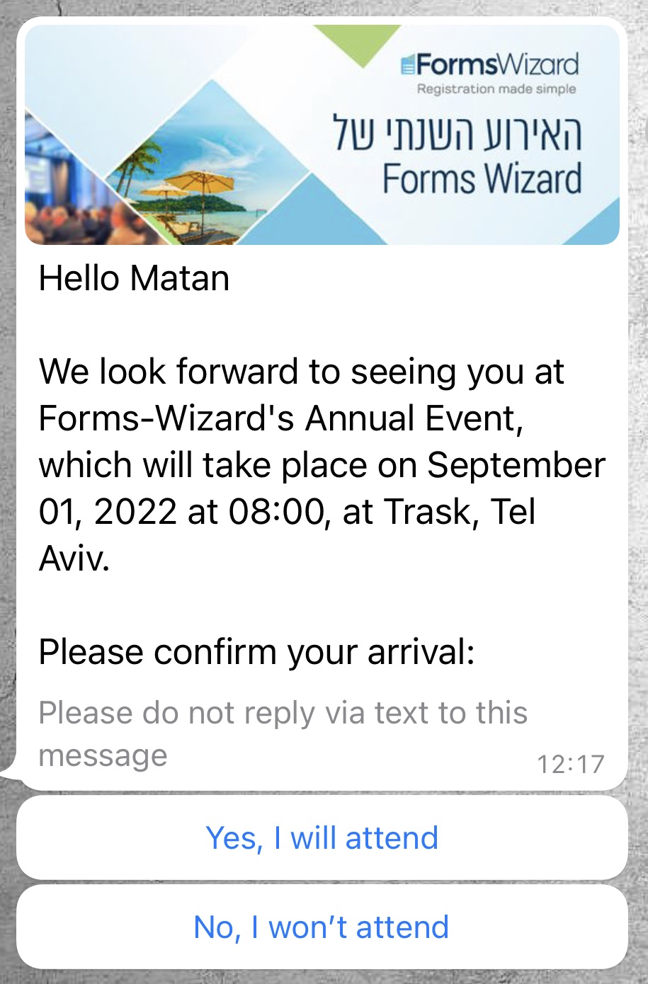 Sending RSVPs using WhatsApp messages - forms-wizard.com